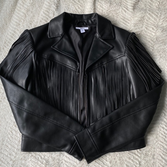 Bar III | Jackets & Coats | New Bar Iii Fringe Faux Leather Jacket ...